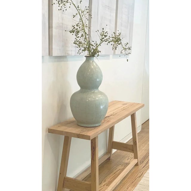 Solid Oak Modern Contemporary Console Table | Chairish