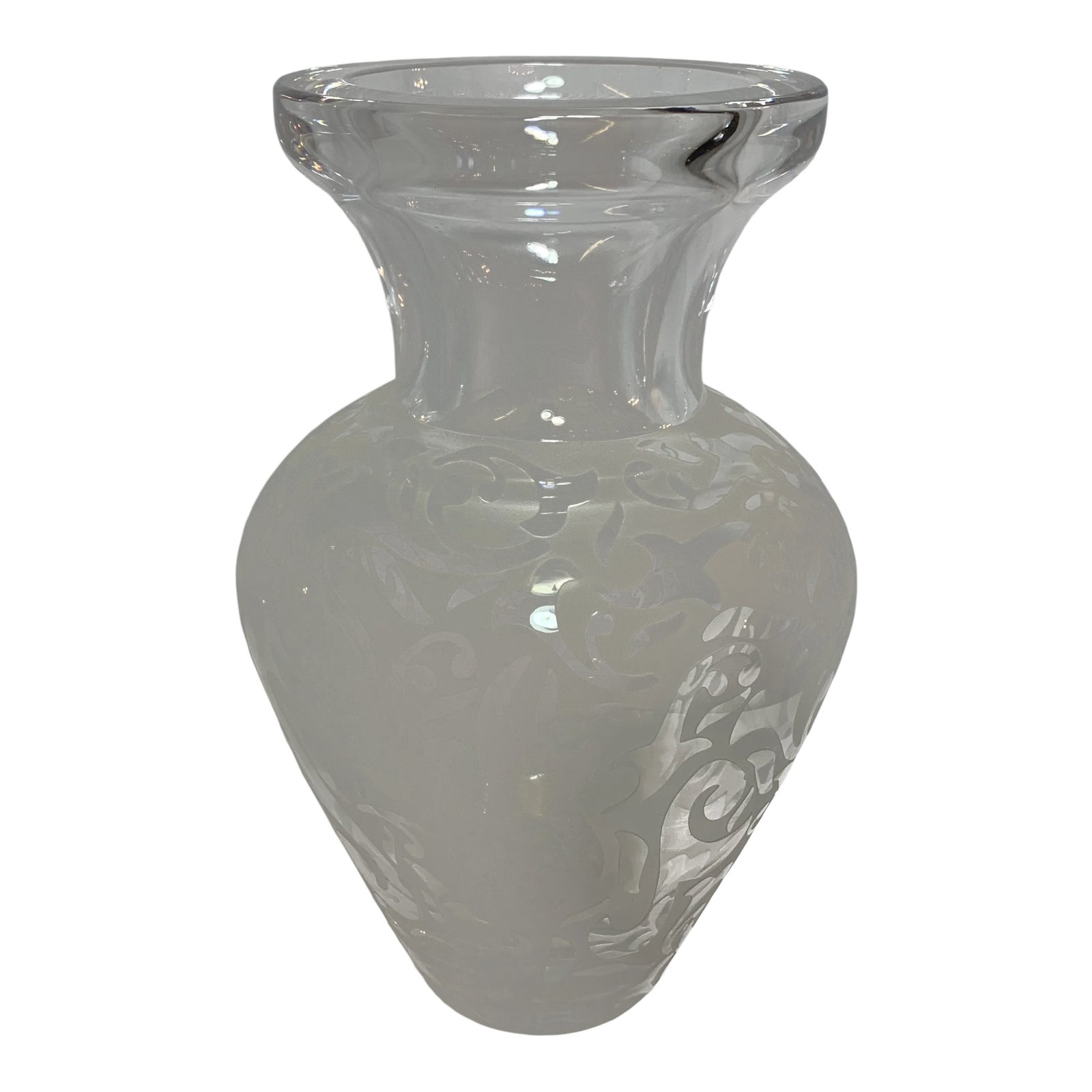 Michael Weems Etched Crystal Vase | Chairish
