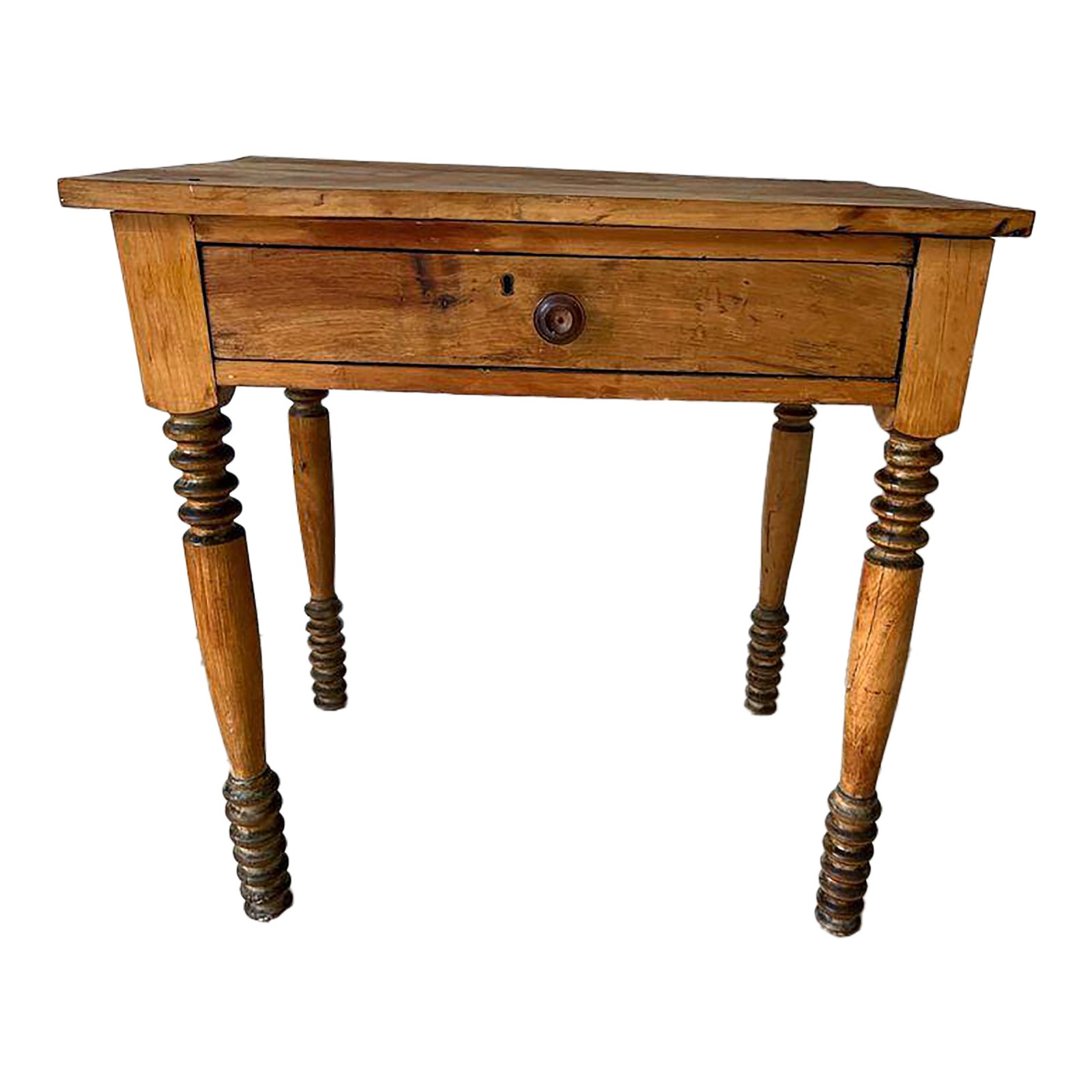 19th Century Antique Federal Style Yellow Pine Side-Work Table With ...