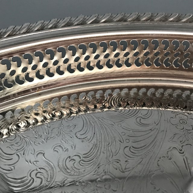 1960s Rogers Silver Plated Shell Pattern Engraved Cocktail Serving Tray ...