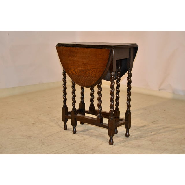 English Oak Gate Leg Side Table, C. 1900 | Chairish