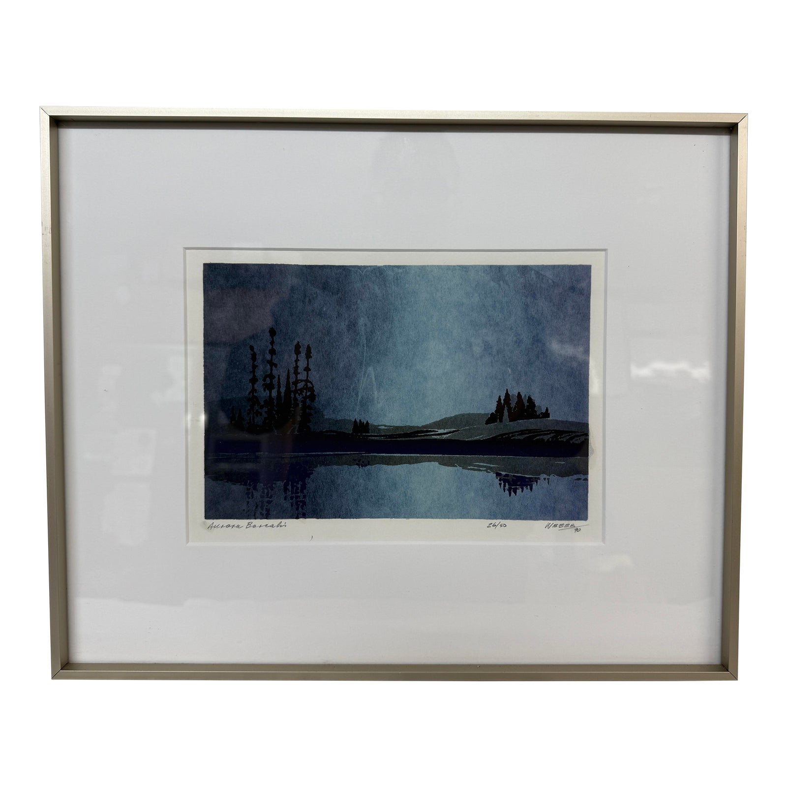 Circa 1990 George Weber Auroras Borealis Watercolor, Signed | Chairish