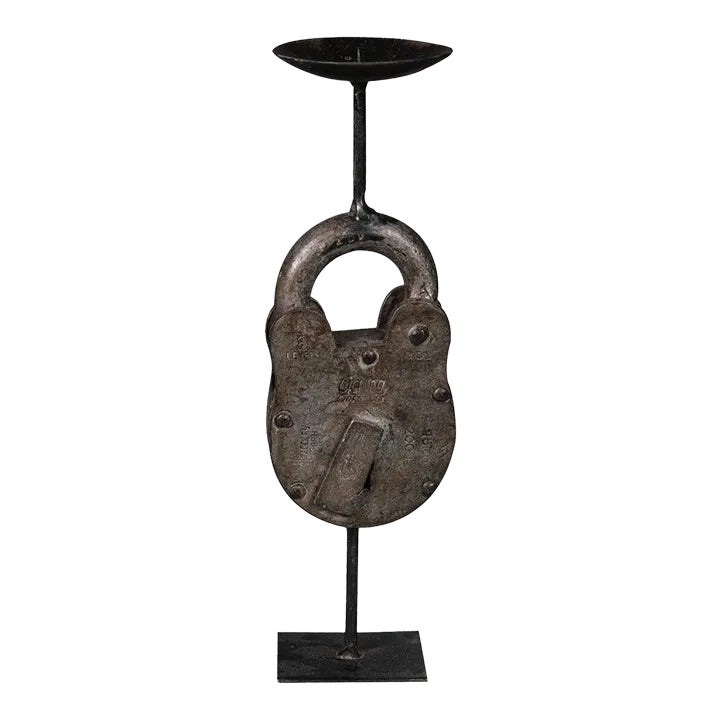 Vintage Padlocks Repurposed Rustic Candle Holder | Chairish