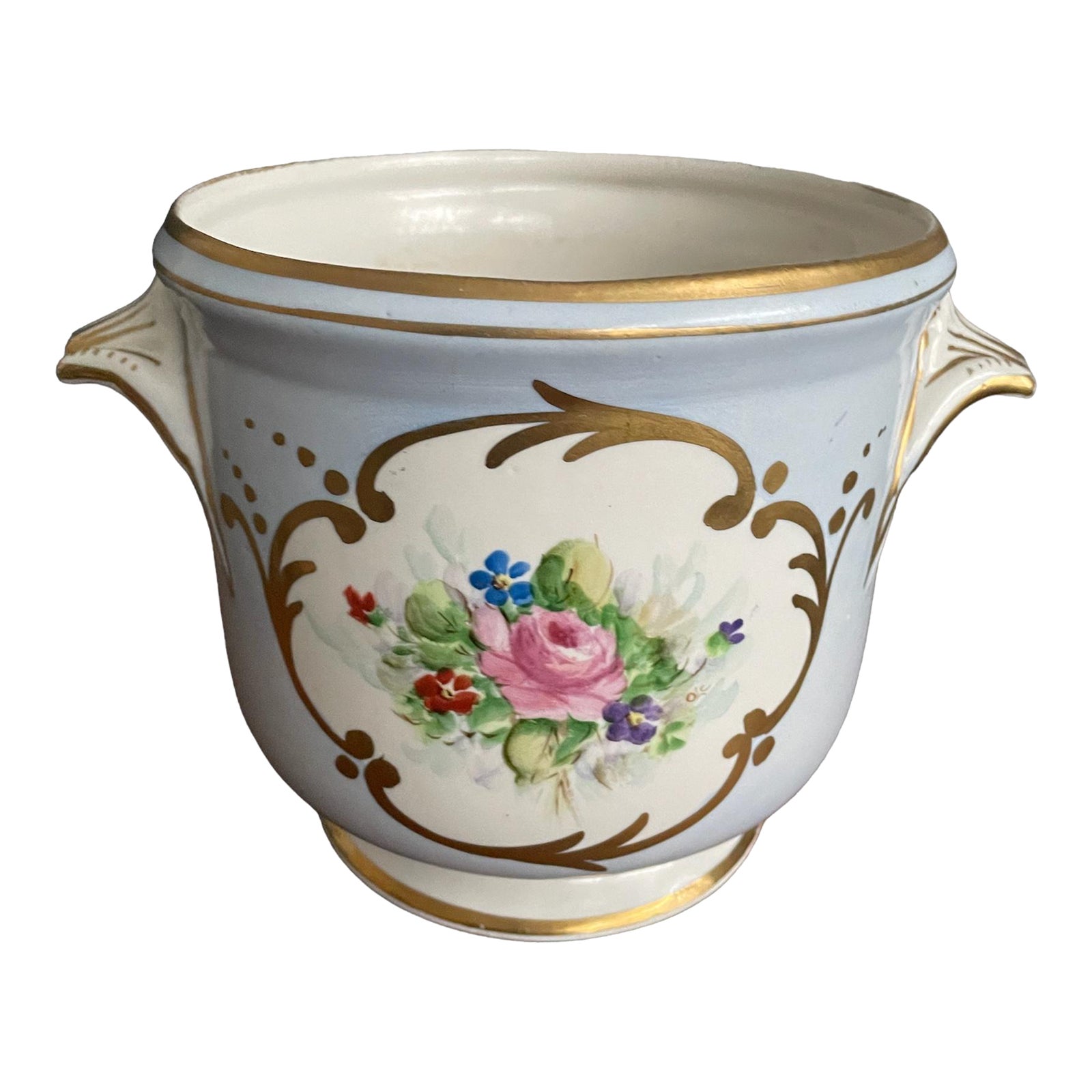 Late 19th Century Limoges France Hand Painted Robin Egg Blue Cachepot ...