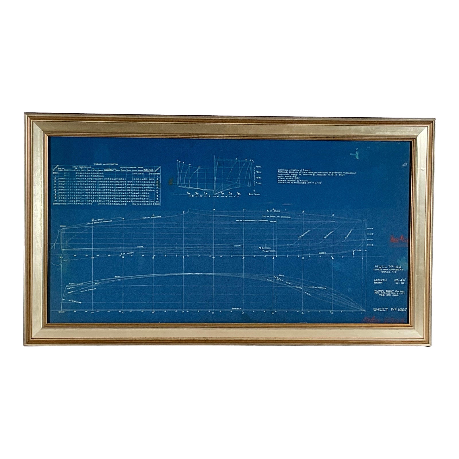 Purdy Boat Company Speedboat Blueprint | Chairish
