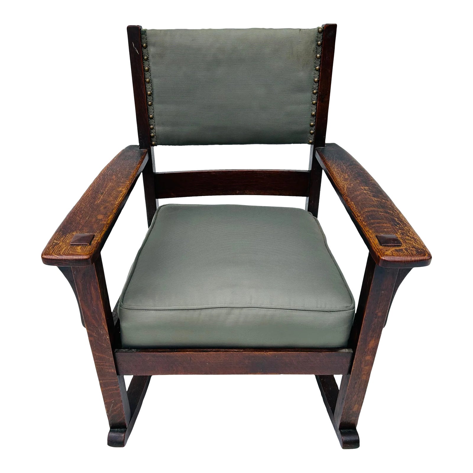Vintage Mission Style Rocking Chair in Dark Oak | Chairish