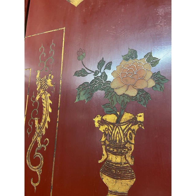Red Chinese Coromandel 8-Panel Screen | Chairish