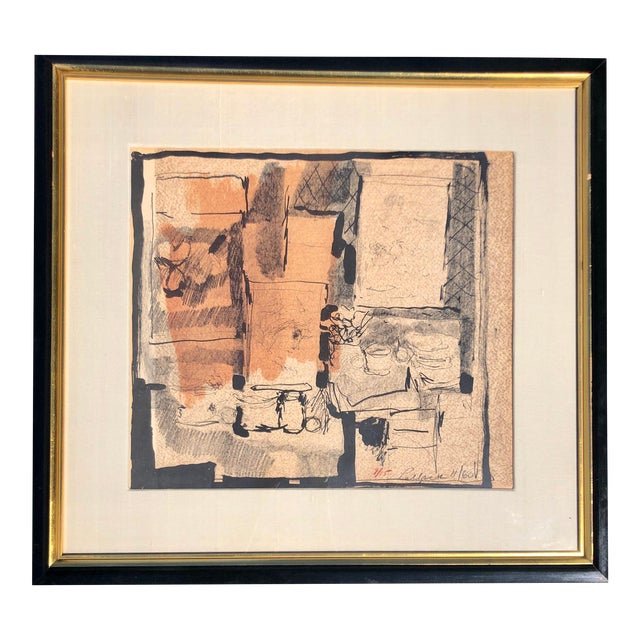 Reginald Muray Pollack Abstract Composition Lithograph 1960 | Chairish