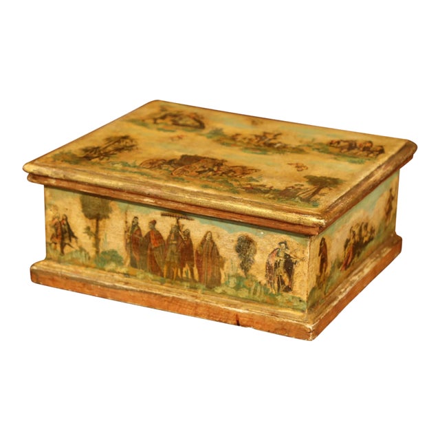 Mid-19th Century Italian Painted Decorative Box With Scenes | Chairish