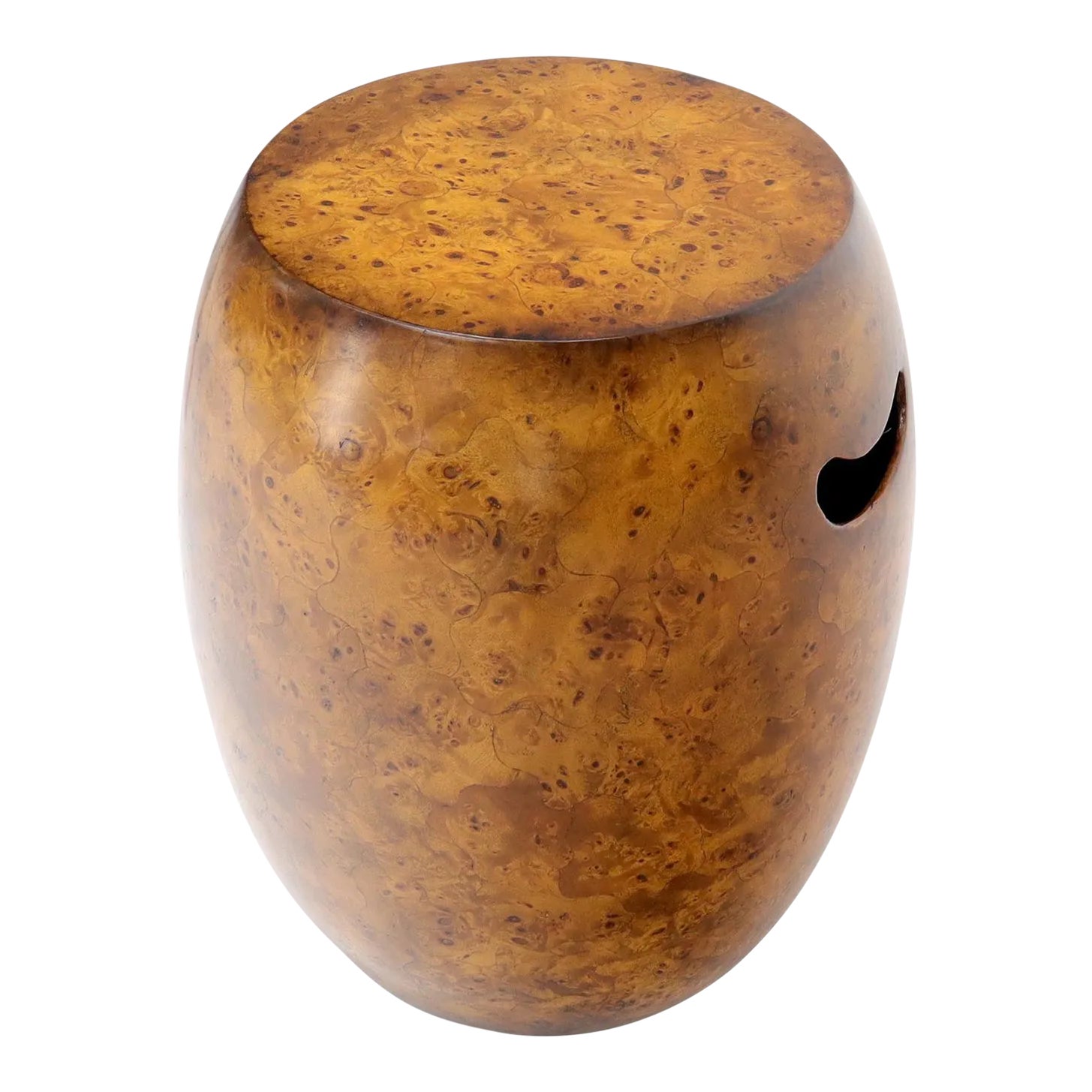 Barrel Shape Burl Wood Veneer Stool | Chairish