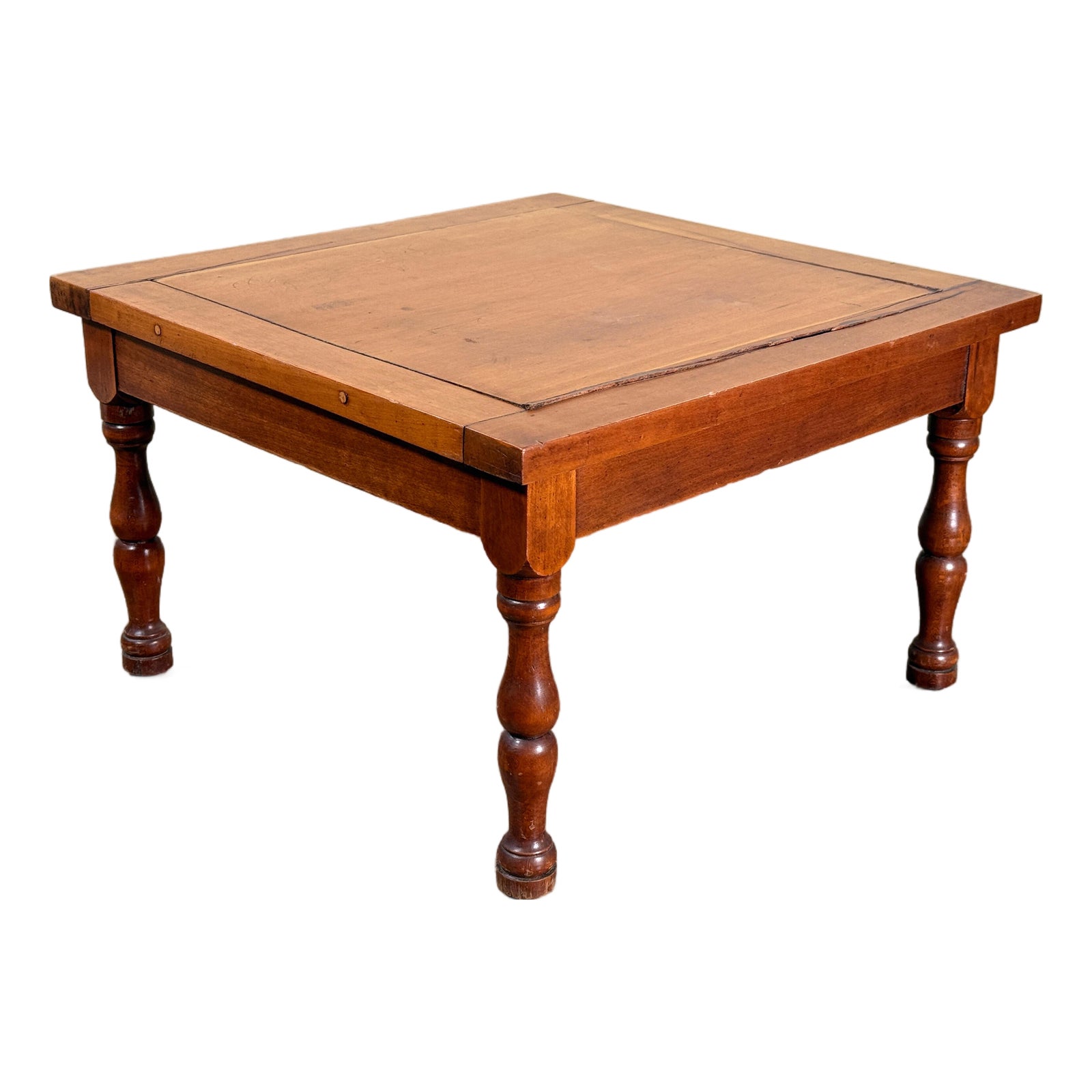 19th Century American Walnut Turned Leg Side Table | Chairish