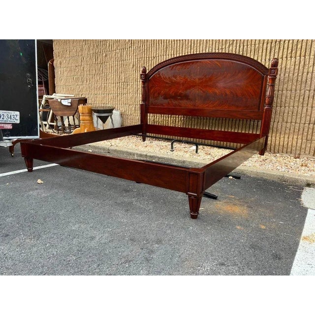 Henkel Harris Low Post Flame Mahogany King Size Bed Frame. | Chairish