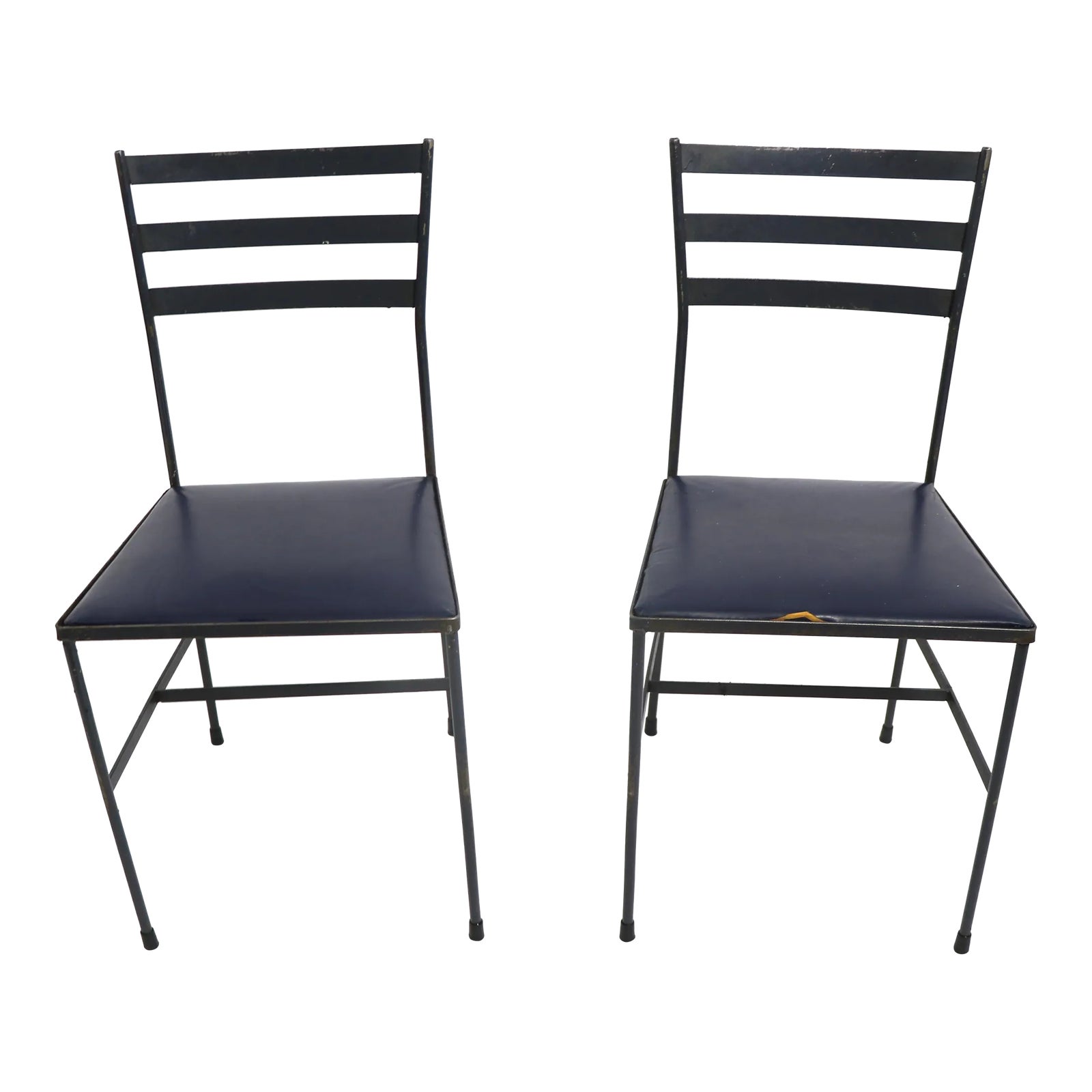 Pr. Mid Century Wrought Iron Side Chairs in the Style of Arbuck McCobb ...