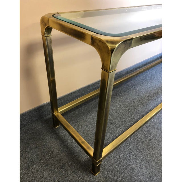 1960s Mastercraft Modern Curved Modern Brass Tube Console Table | Chairish