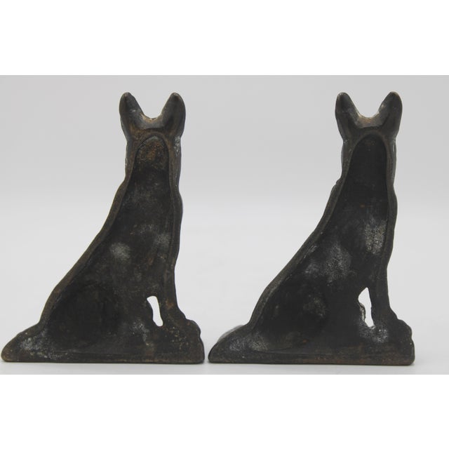 Vintage Traditional Cast Iron German Shepherd Dog Bookends | Chairish