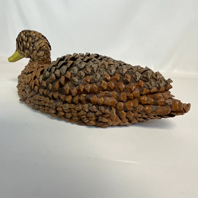 1950s Arts & Crafts Boho Chic Pine Cone Over Paper Mache’ Duck Figurine ...