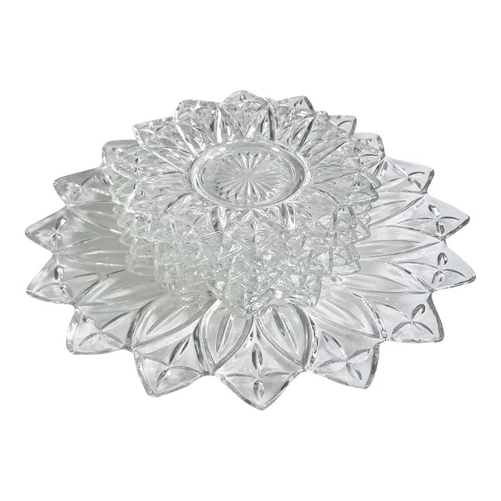 1960's Federal Glass "Petal Clear" Cake Plates & Platter Set- 9 Pieces ...