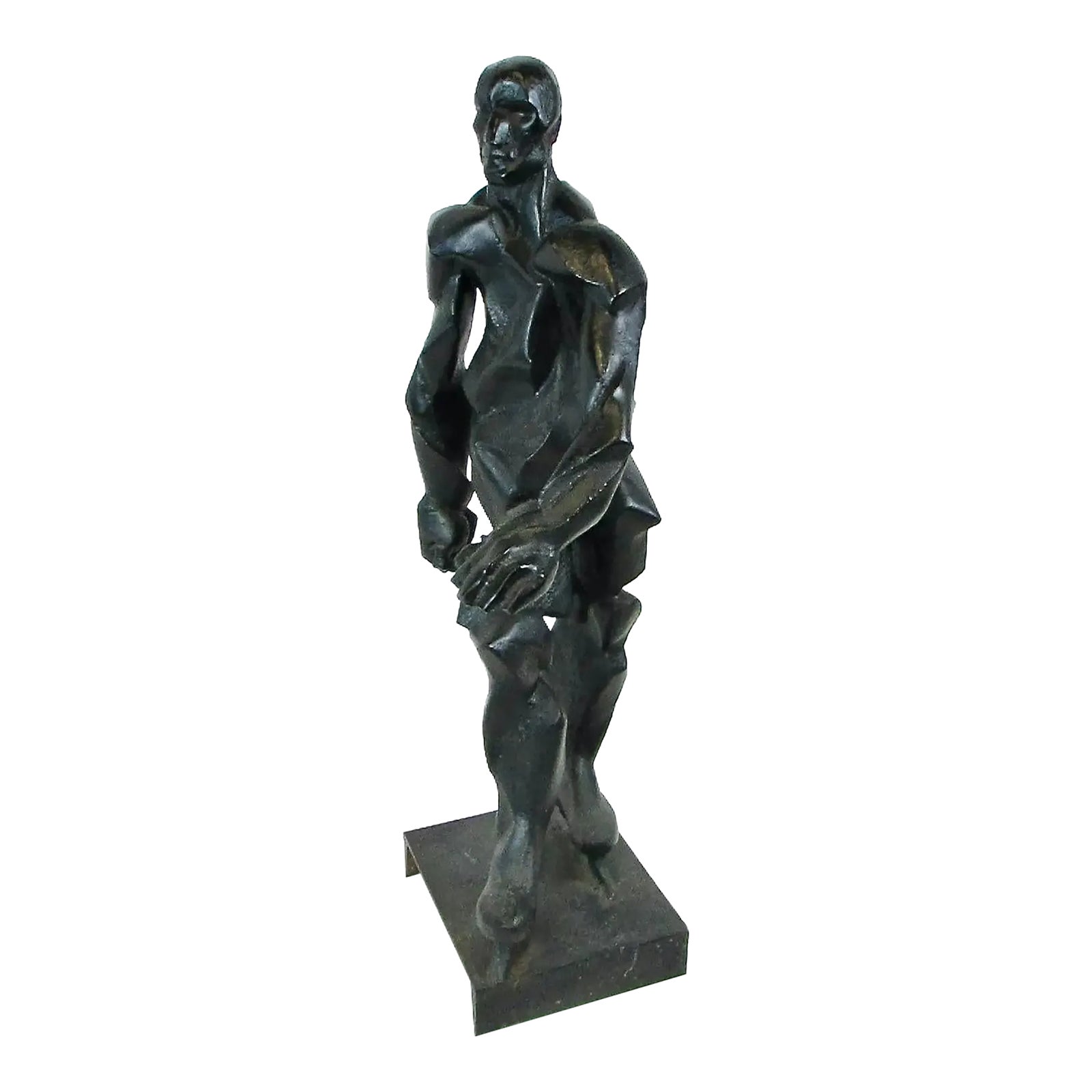 Mid 20th Century Meticulously Formed and Welded Upright Man Sculpture ...
