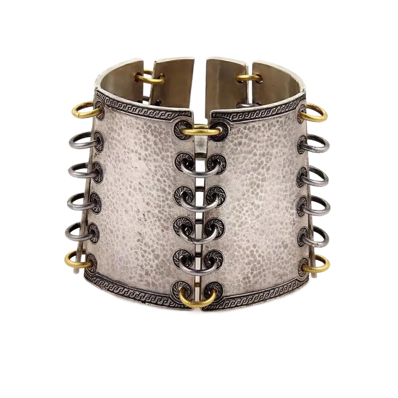 Gurhan Lancelot 24k Gold & Sterling Wide Hammered Bracelet | Chairish