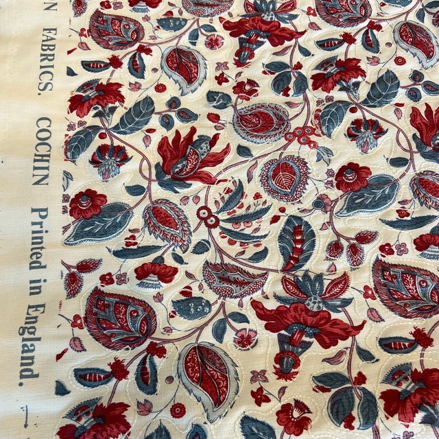 English Designer Bennison Cochin Custom Quilted Linen Fabric Remnant ...