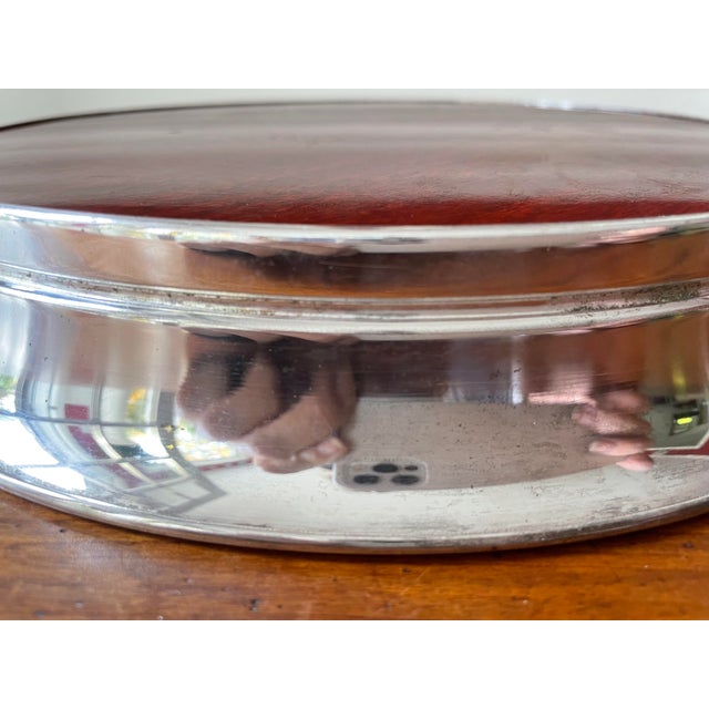 Mid Century Silver Rim Bar Tray | Chairish