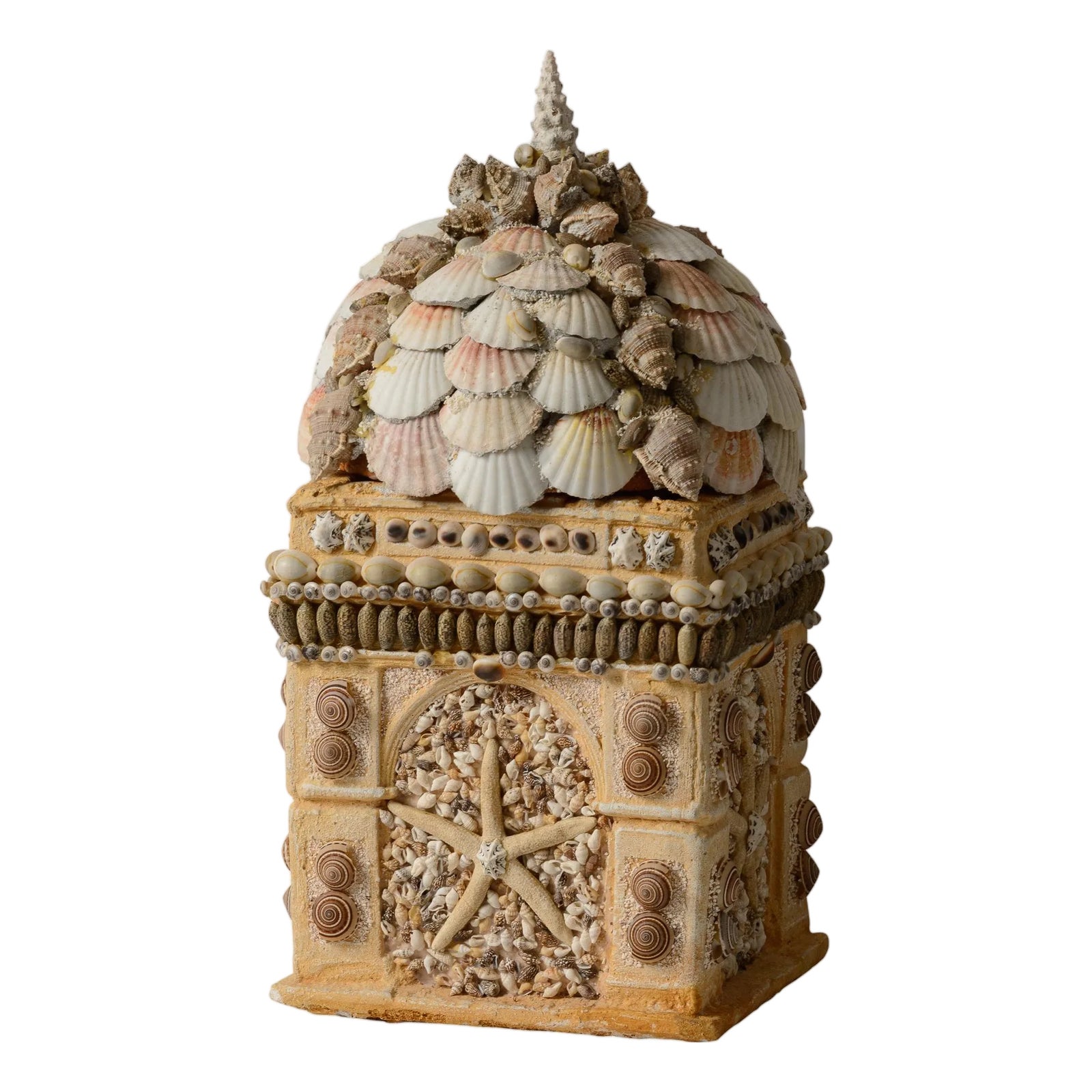 Vintage Incrusted Seashell Dome Coffee Table Lidded Box | Chairish