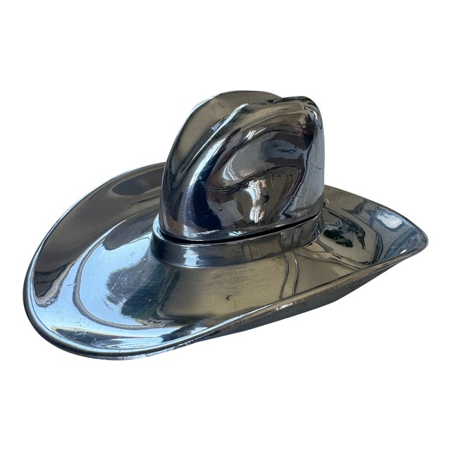 1980s Cowboy Hat Chrome Table Lighter | Chairish