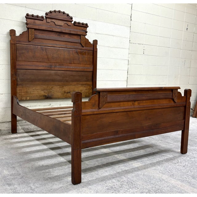 Antique Victorian Eastlake Full Size Bed Frame | Chairish
