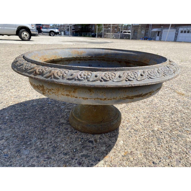 Cast Iron Low and Wide 34" Round French Style Outdoor Garden Planter ...