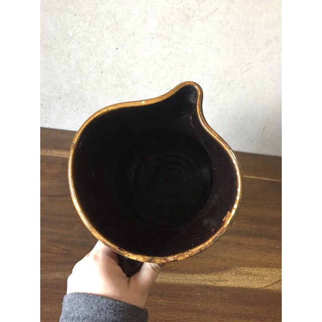 Large Antique Rustic Stoneware Ceramic Pitcher | Chairish