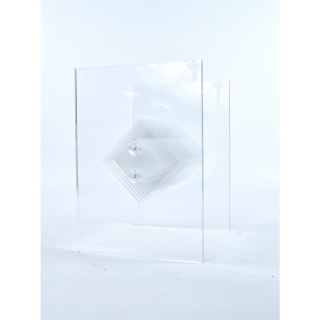 Rectangular Clear Acrylic Lucite Dining Table With Diamond Shaped Prism ...