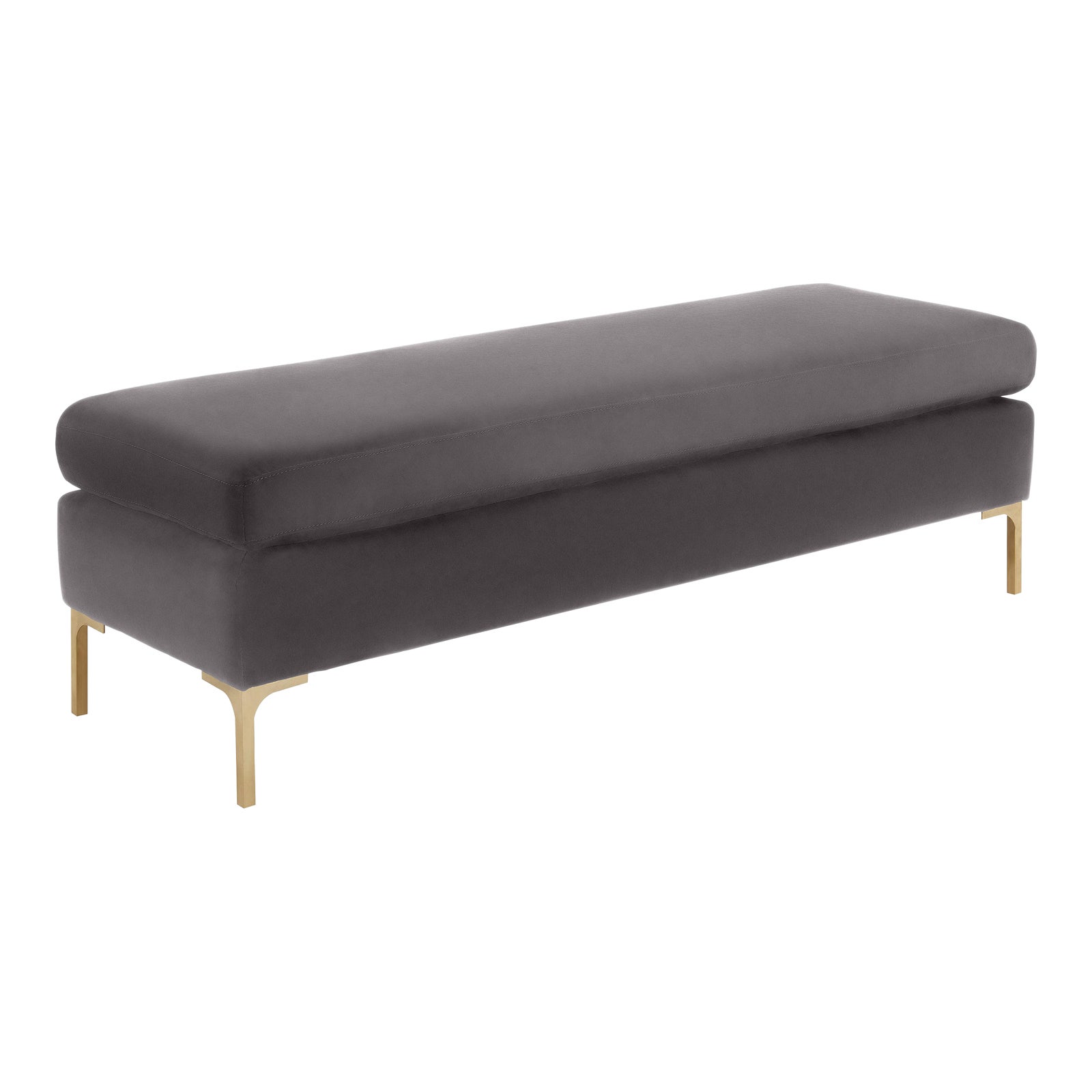 Delilah Grey Velvet Bench | Chairish