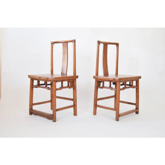 Pair of 19th Century Yoke Back Chinese Elm Chairs | Chairish
