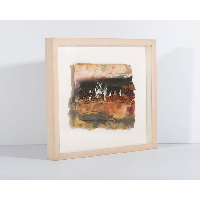 Signed 1990 “Magma Sand Script Iv” Mixed Media Painting Collage on ...