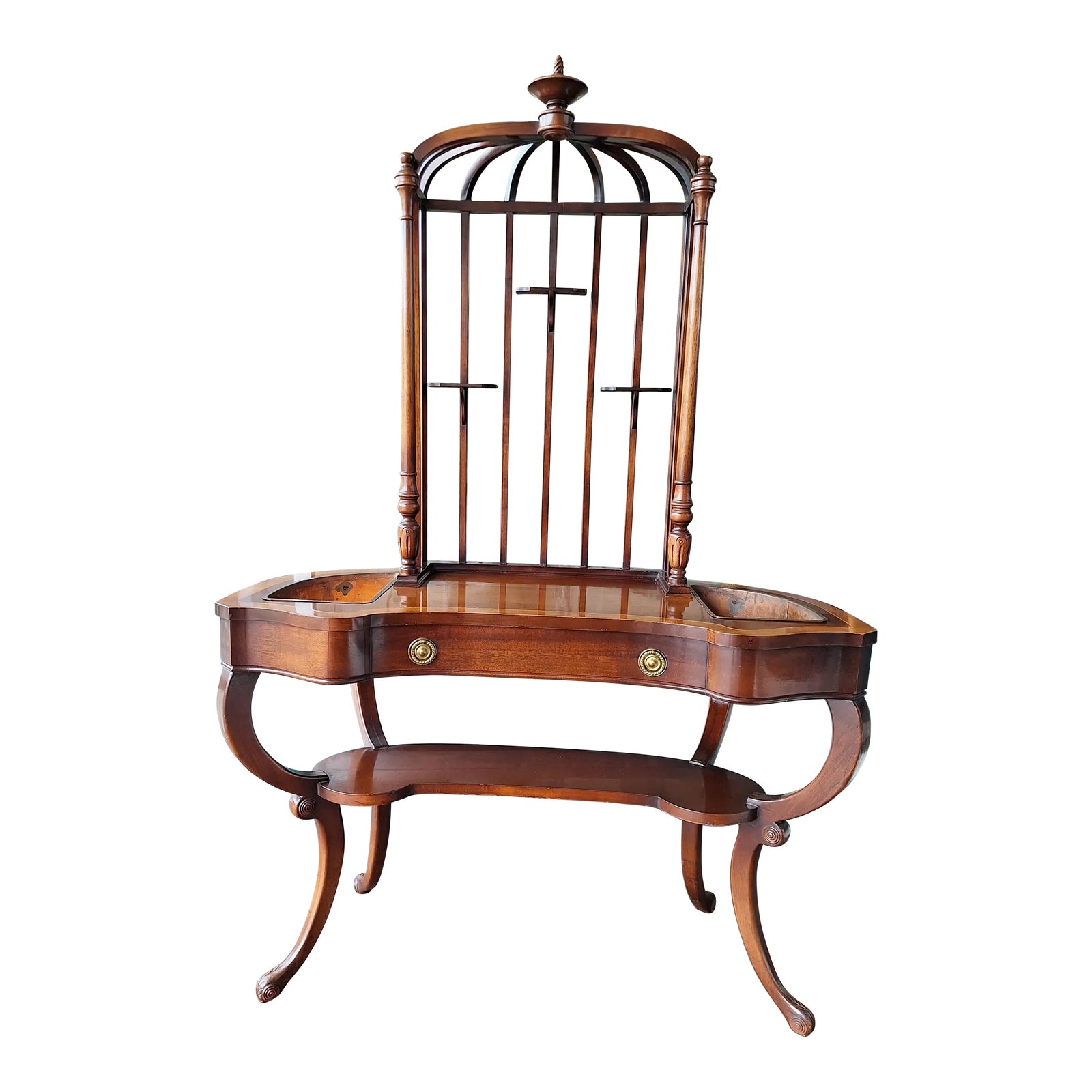 1930s Vintage French Mahogany Double Planter Console Table Having a ...