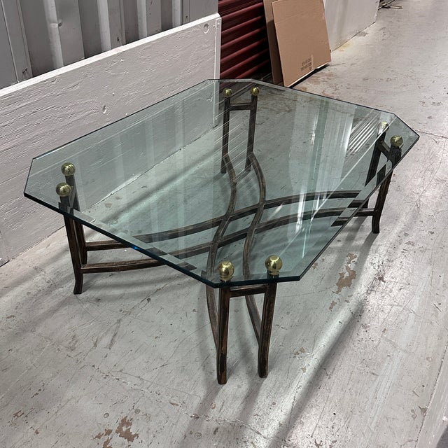 Faux Finshed Glass Topped Coffee Table | Chairish
