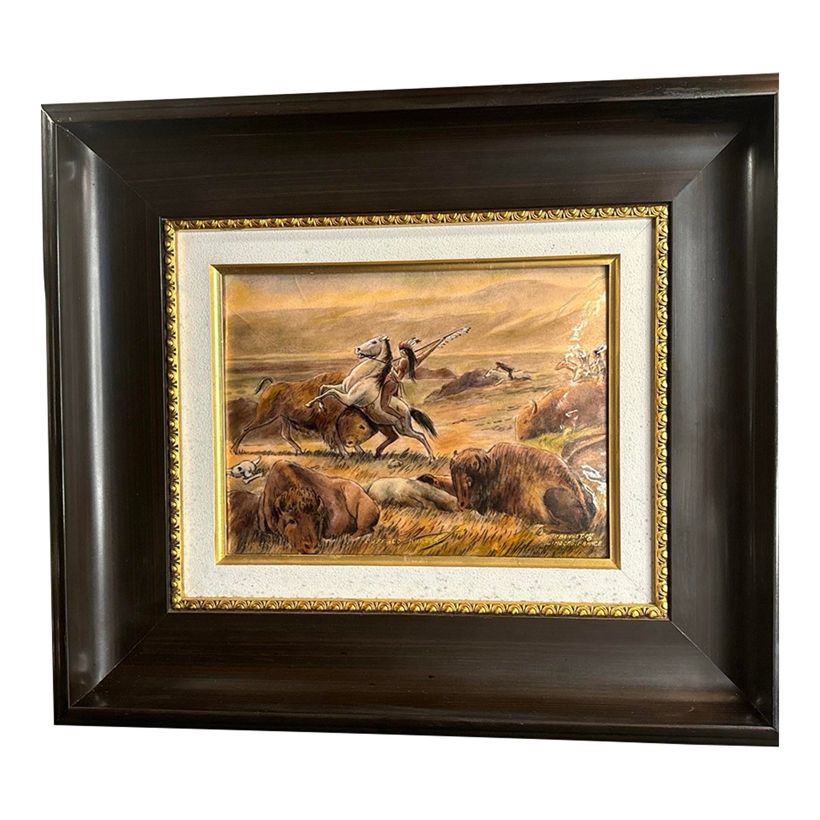 Antique Limoges Enamel Painting of a Hunting Scene, France, 1940 ...