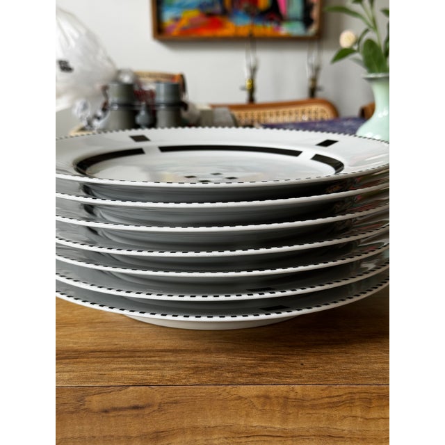 1980s Swid Powell "Tuxedo" Dinner Pates by Gwathmey Siegel - Set of 7 ...