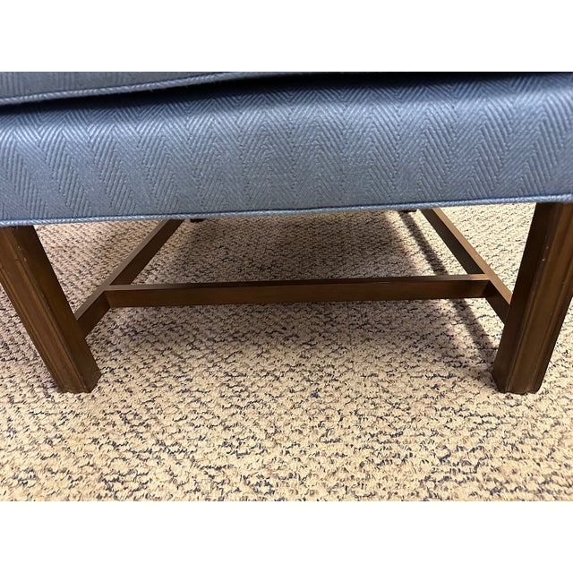 Traditional Blue Upholstered Wingback Chair | Chairish