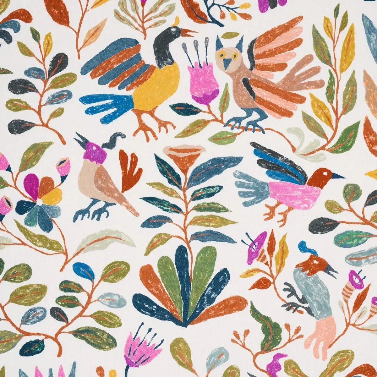 Sample - Schumacher Canopy Fabric in Multi Birds | Chairish