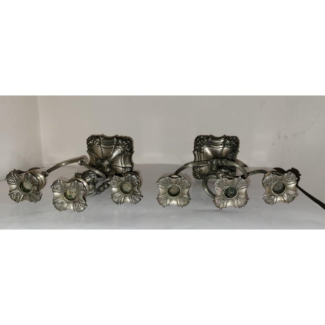Pair of 1910s Art Nouveau Silverplate Three-Arm Candelabra With Swirl ...