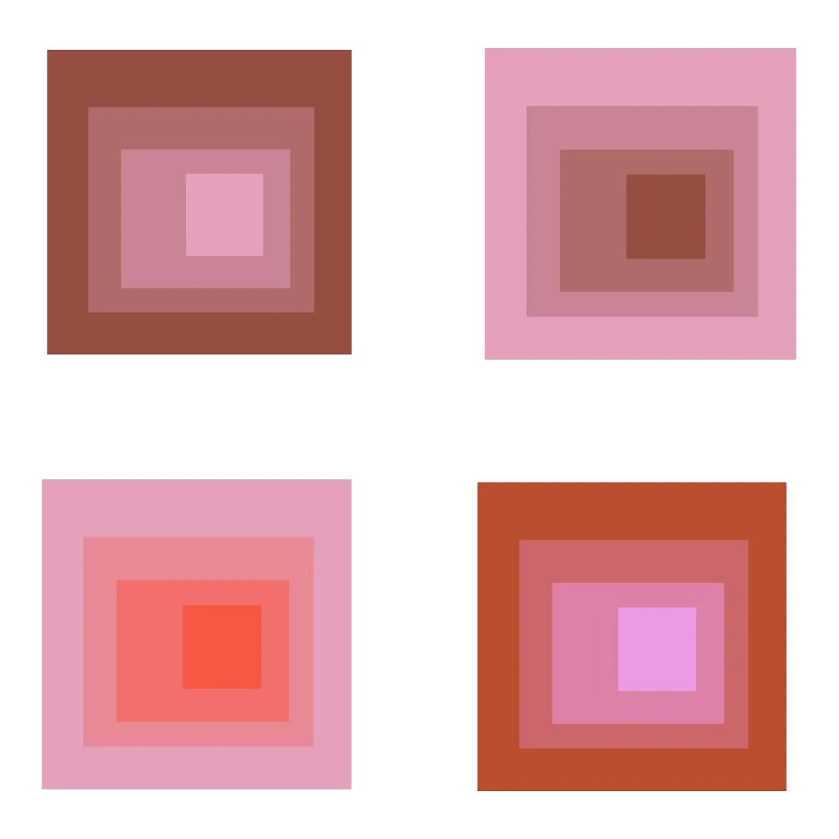 Abstract Geometric Color Study in Warm Pinks - Set of 4 36" X 36 ...