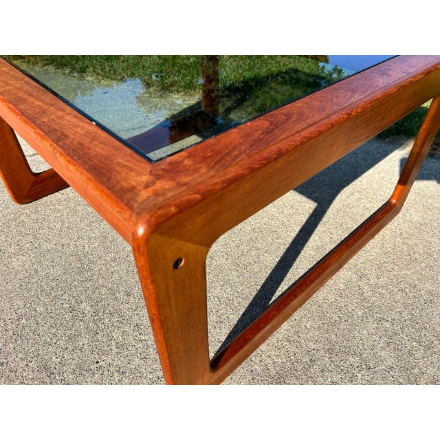 Mid Century Modern Danish Teak and Smoked Glass Coffee Table by Komfort ...