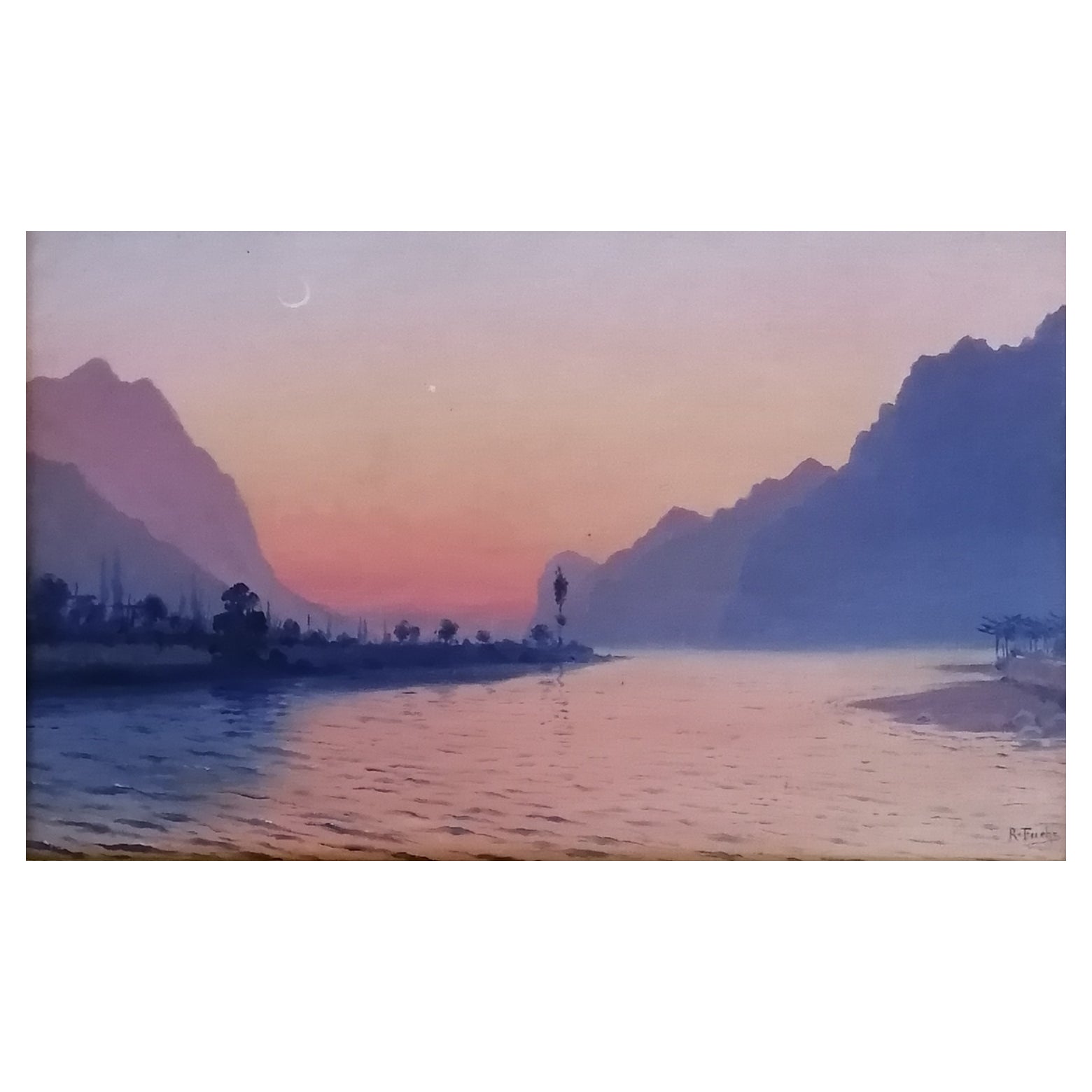 Richard Fuchs, Gardasee, Oil on Wood, Framed | Chairish