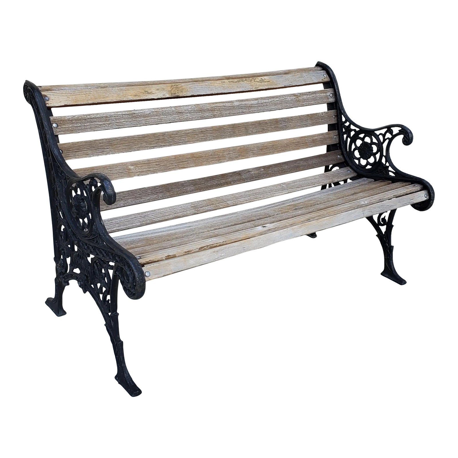 Late 19th Century Antique Victorian Garden Bench Wood and Cast Iron ...