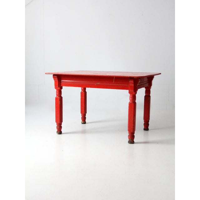 Antique Painted Red Table | Chairish