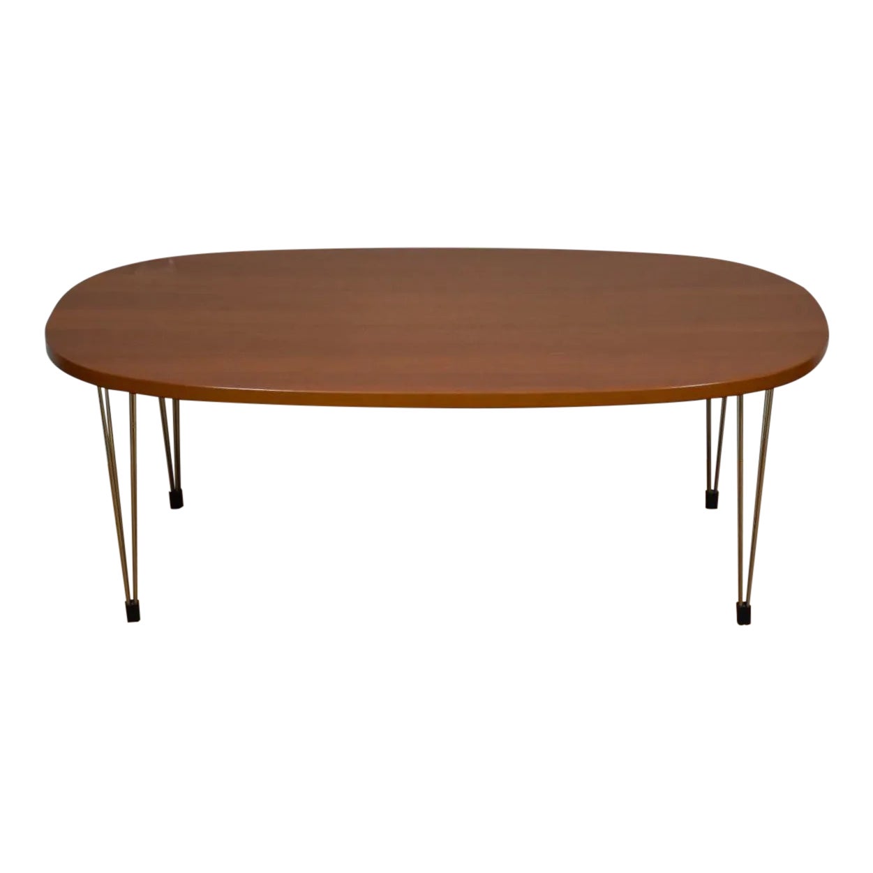 1980s Cherry and Chrome Oval Coffee Table | Chairish