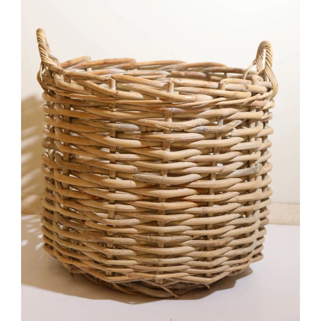 Vintage French Rustic Large Wicker Woven Log Basket Country House ...