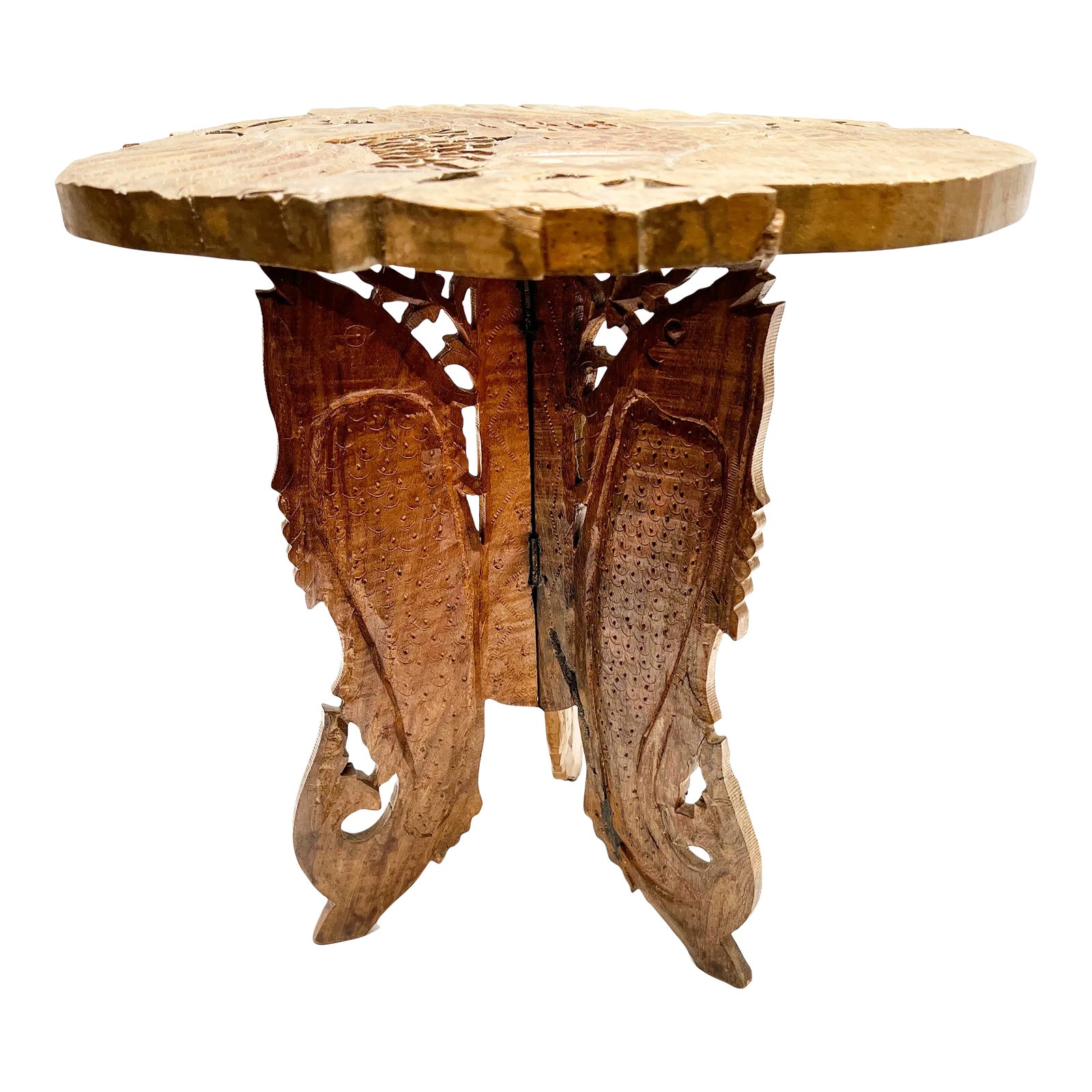 Mid-Century Hand Carved, Collapsible Wooden Koi Fish Accent Table ...