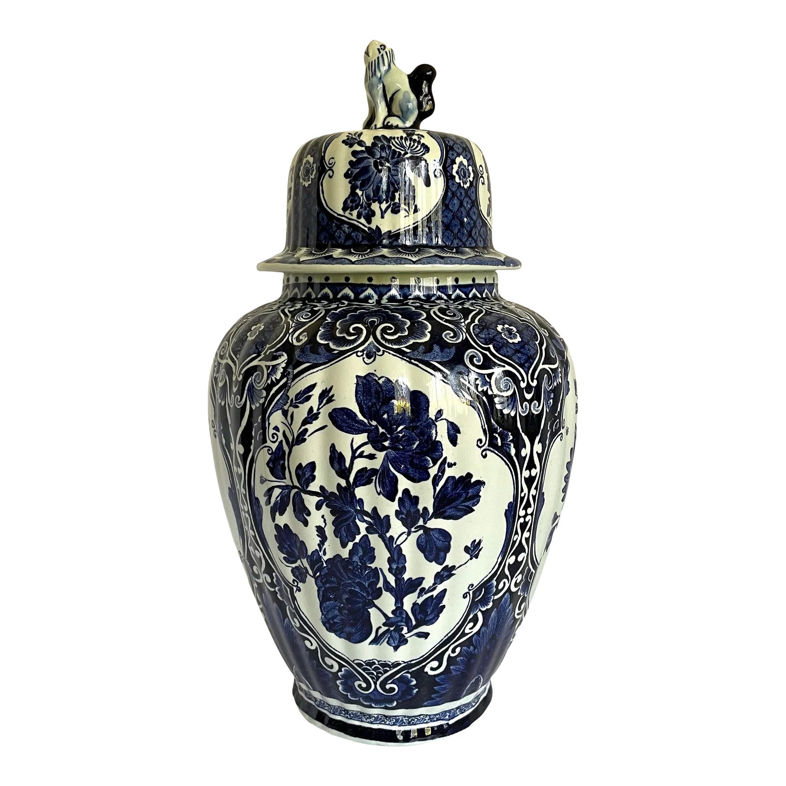 Delft Blue and White Hand-Painted Porcelain Ceramic Lidded Urn Jar ...